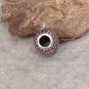 Pandora | Jewelry | Pandora Red Pave Apple Charm Authentic Silver Red ...
